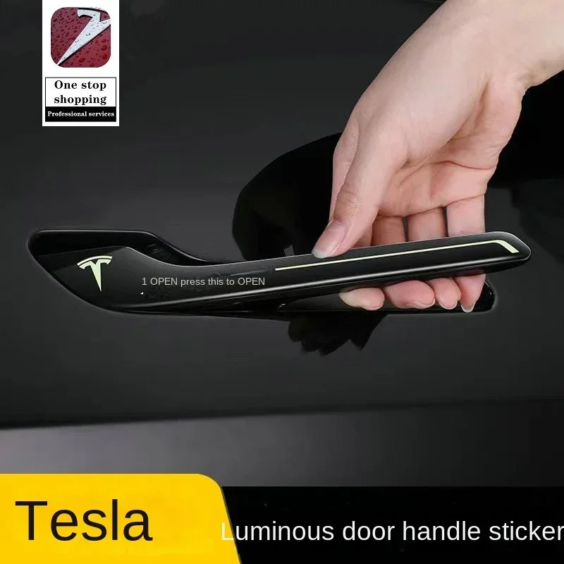 for-Tesla-Model-3-Y-door-handles-with-luminous-patches-car-handles-with ...