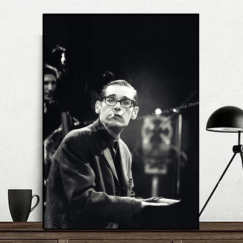Pianist-Bill-Evans-Smoking-Playing-The-Piano-Black-and-White-Portrait ...