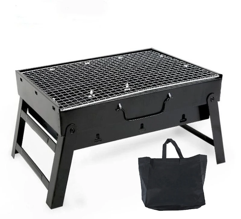 Grilles de barbecue pliables portables, réchaud à charbon de bois ...