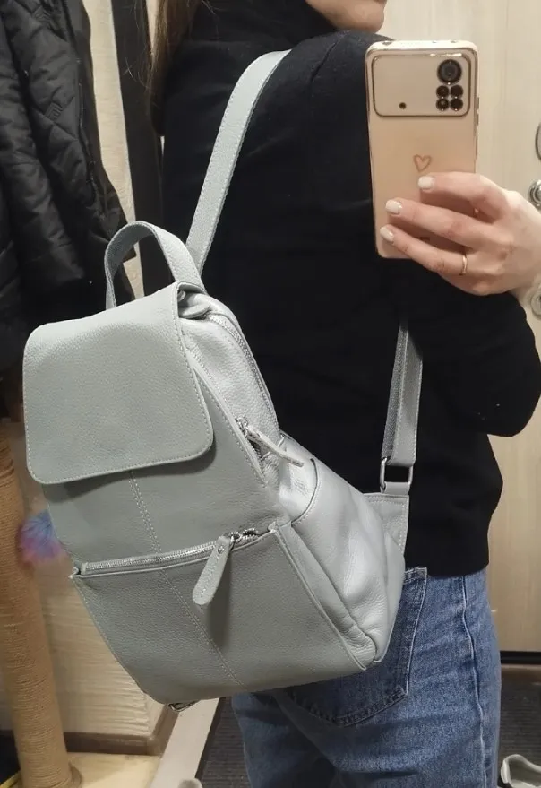 Zency 100% натуральная кожа серо-синий женский рюкзак дизайнерский большой дорожный рюкзак ...