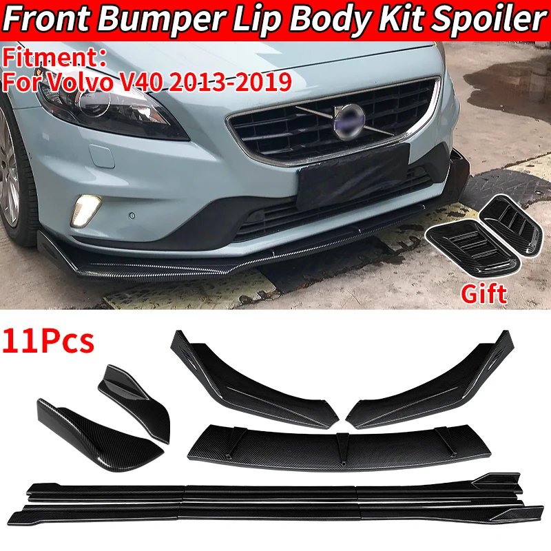 For-Volvo-V40-2013-2019-Car-Body-Kit-Front-Bumper-Splitters-Lip-Spoiler ...