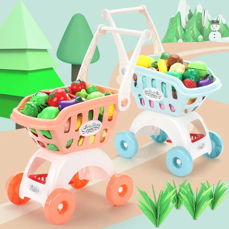 18Pcs-Shopping-Trolley-Cart-Supermarket-Trolley-Push-Car-Toys-Basket ...
