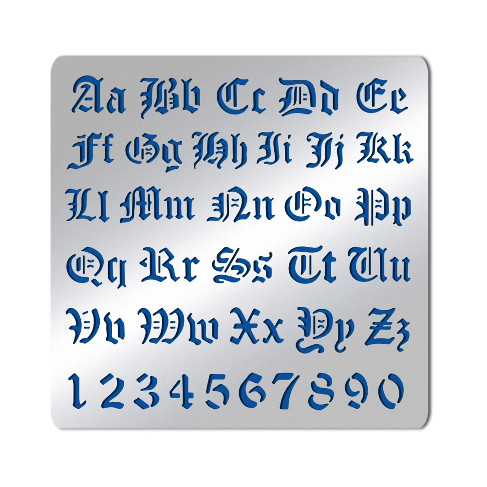Matte Metalen Letters Stencils, Gothic A Tot Z Alfabet Nummer Stencil ...