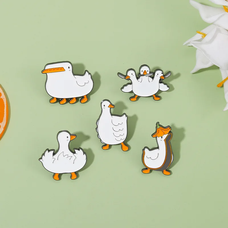 Fun-Fashion-Cute-Duck-Metal-Enamel-Brooch-Personality-Three-headed-Duck ...