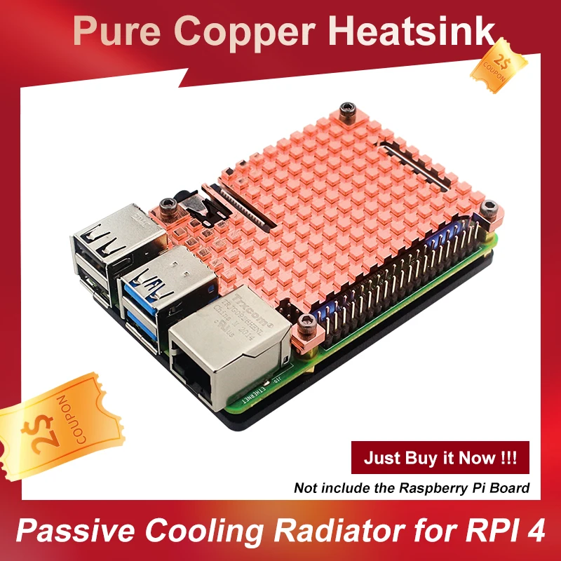 Raspberry-Pi-4-Copper-Heat-Sink-Passive-Cooling-Radiator-Metal-Thermal ...