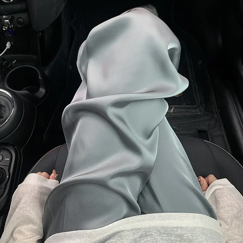 Grey-Ice-Silk-Bell-Bottoms-Women-s-Casual-Petite-High-waisted-Straight ...