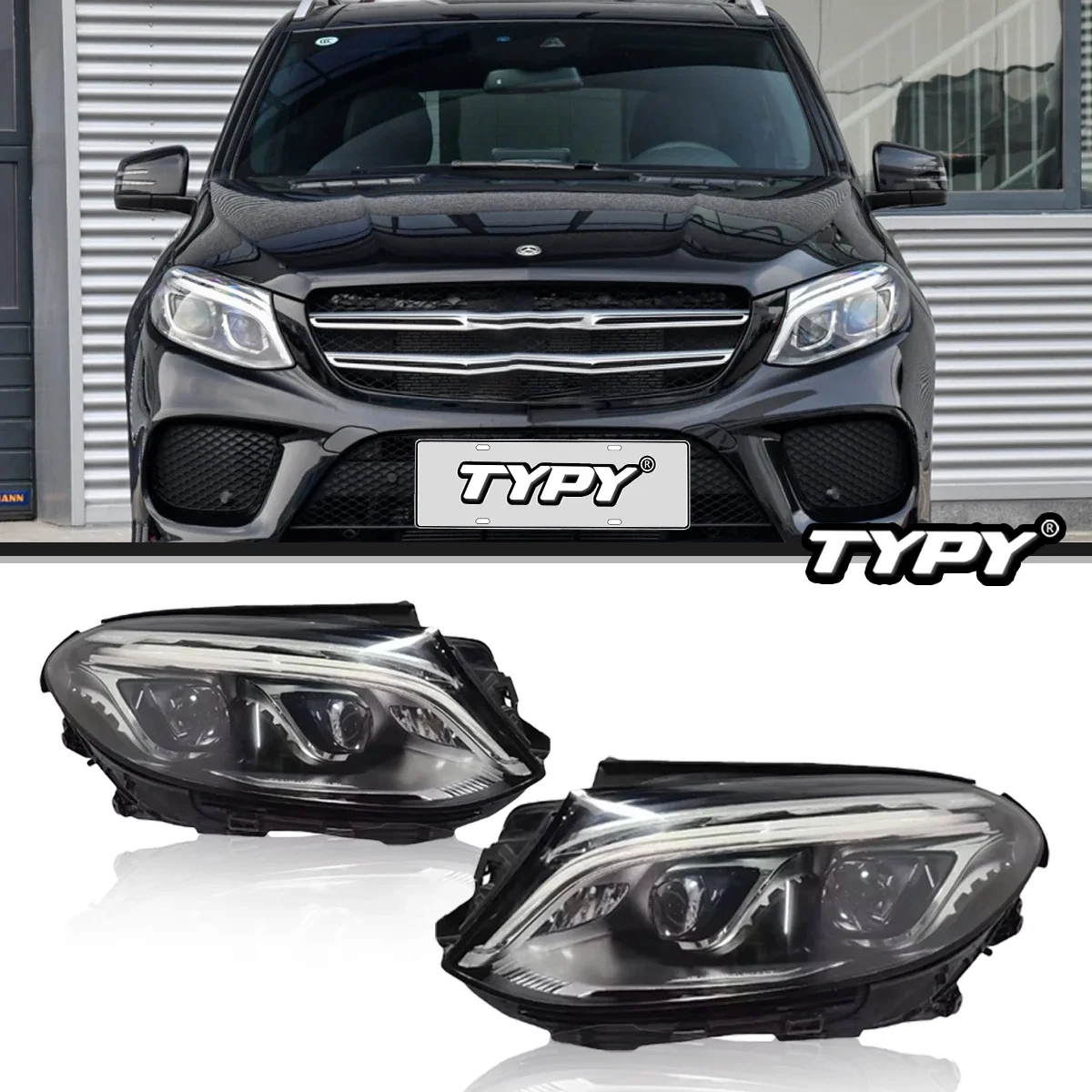 New-LED-Headlight-Upgrade-Modified-Full-Head-Lamp-For-Benz-GLE-W166 ...