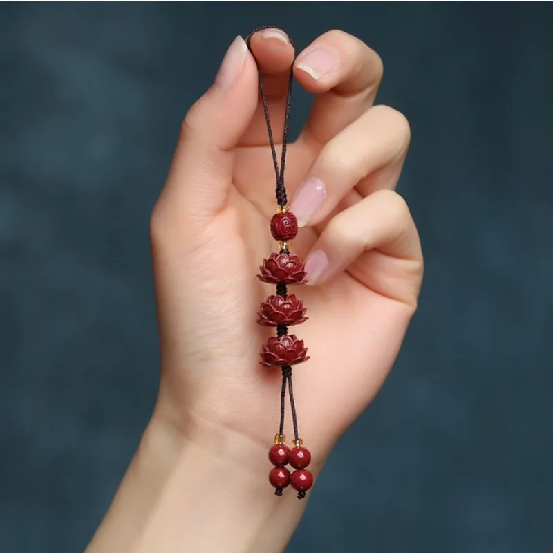 Customized Cinnabar Lotus Key Chain Organic Jewellery Carved Fashion ...