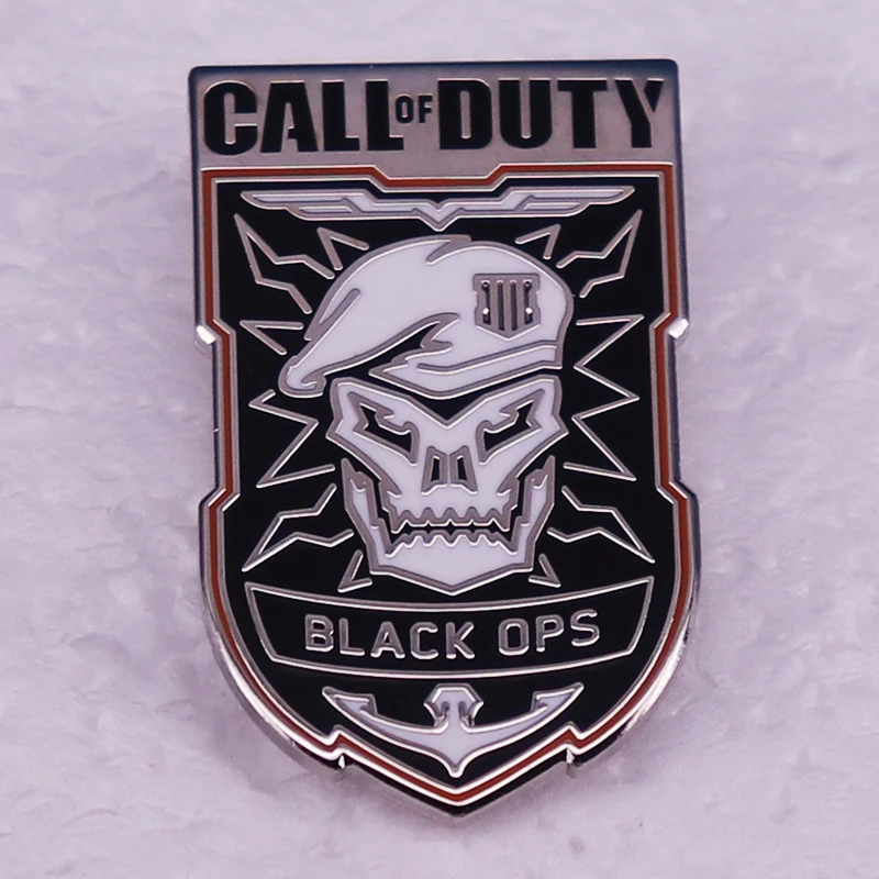 Pin esmaltado Call of duty, insignia de metal negra, broches de juego ...