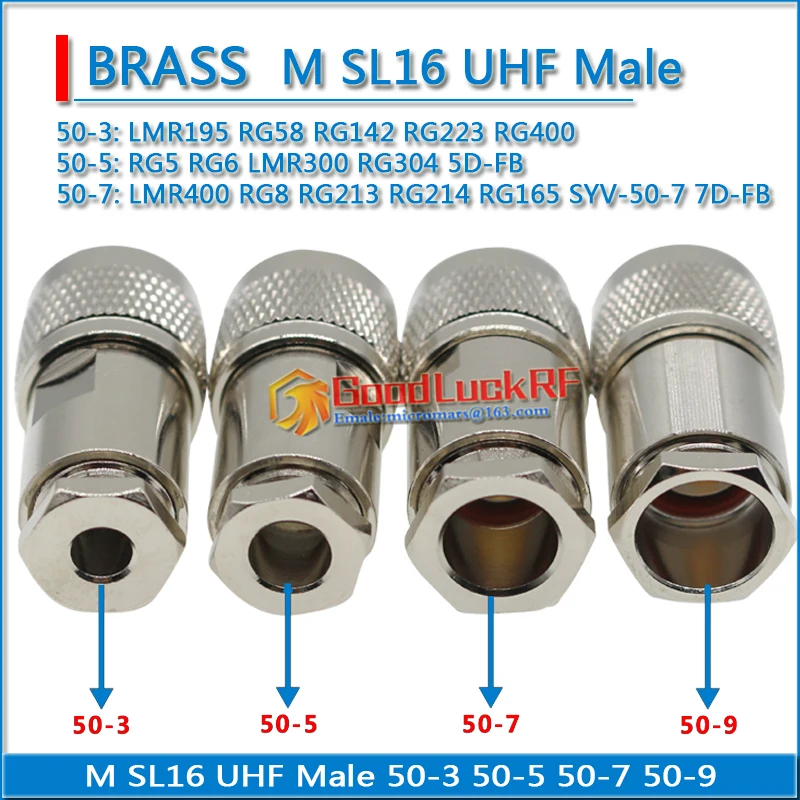 Abrazadera de soldadura macho PL259 SO239 SL16 M UHF RG58 RG142 RG223 RG400 LMR195 RG5 RG6 ...