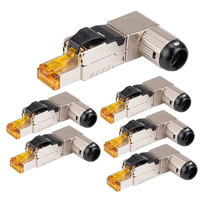 RJ45 Full Shielded Zinc Alloy Field Plug 90 Degree Angled CAT8 STP ...