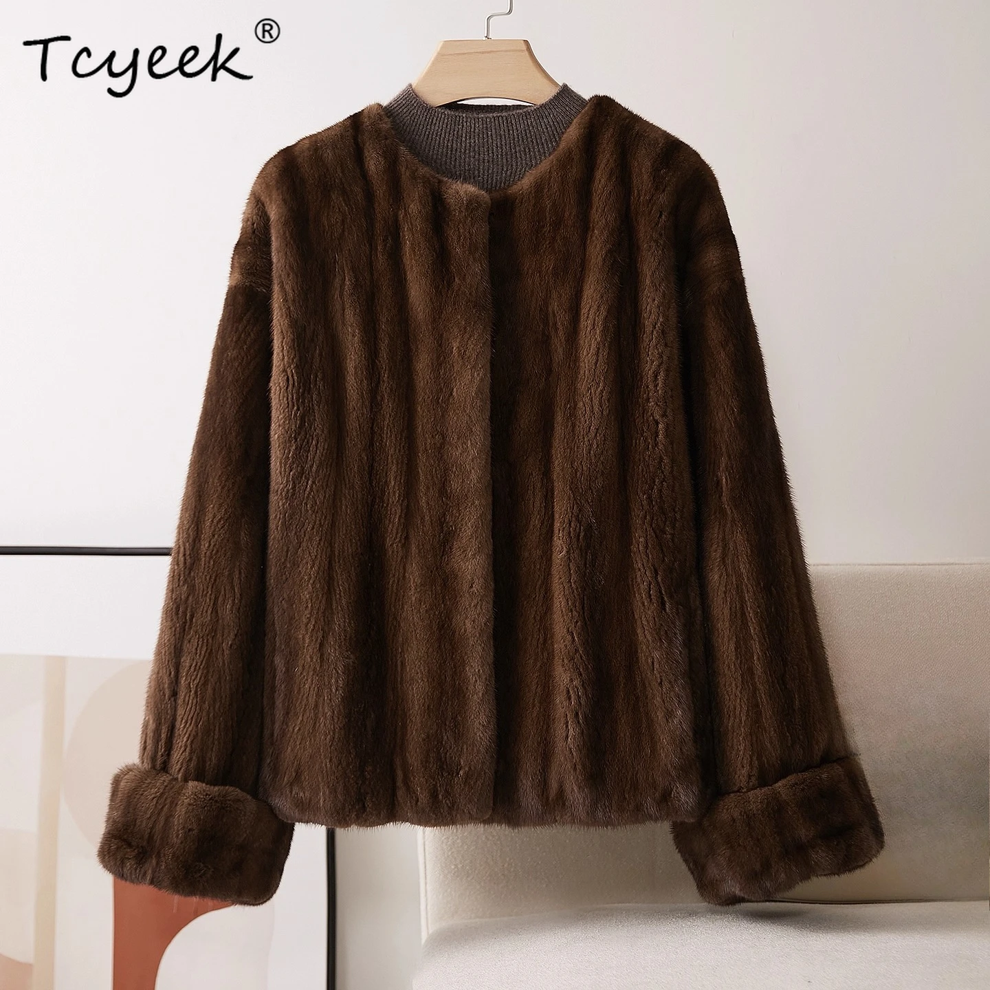 Tcyeek manteau de fourrure de vison naturel femmes vêtements d'hiver ...
