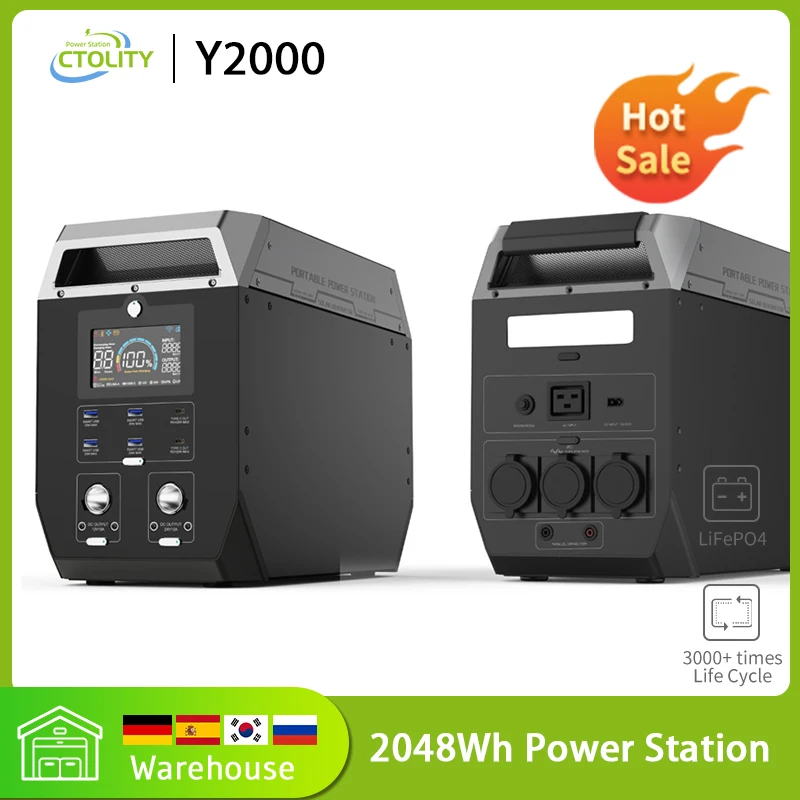 2000W-Portable-Power-Station-1800W-Battery-with-Solar-Panel-for-Camping ...