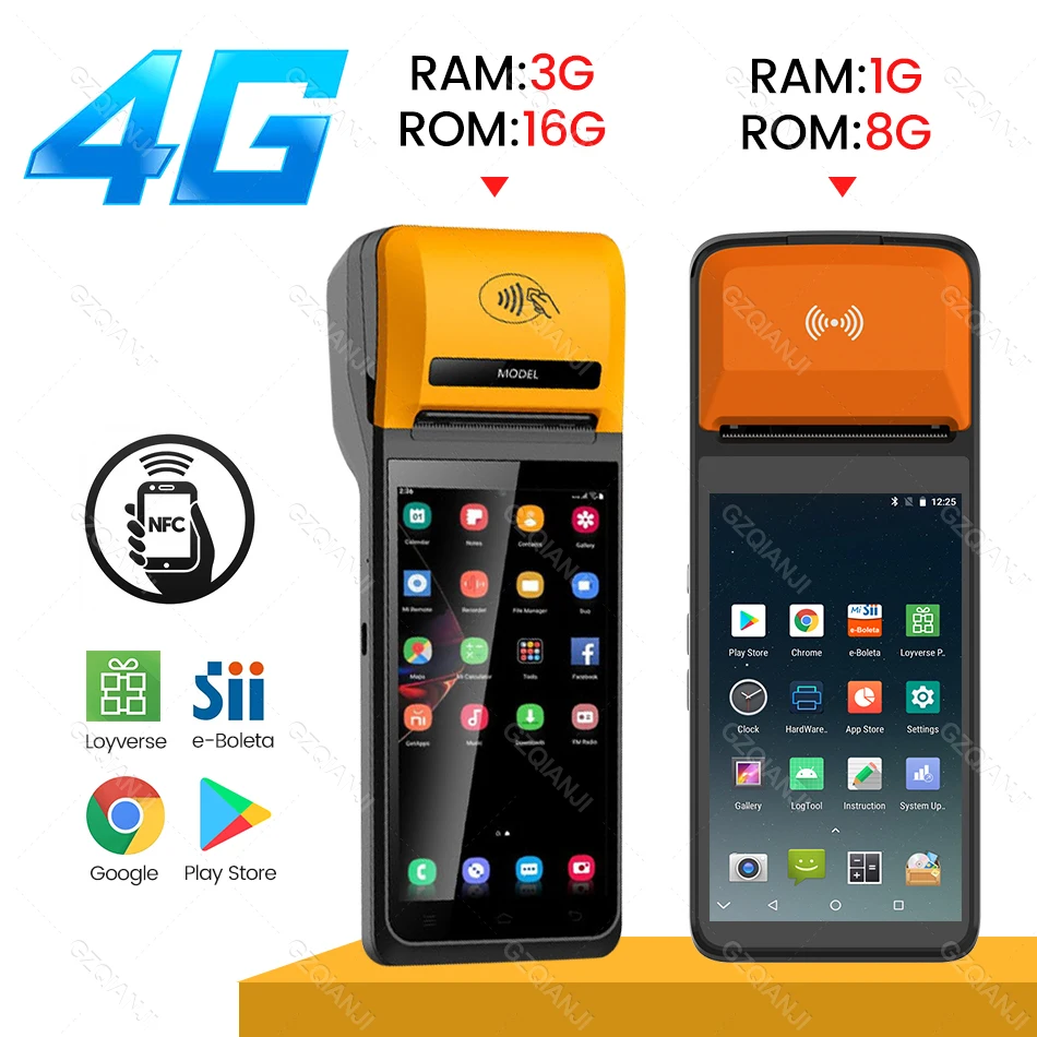 3g 4g Android Pda Pos Handheld Pos Terminal Receipt Label Printer ...