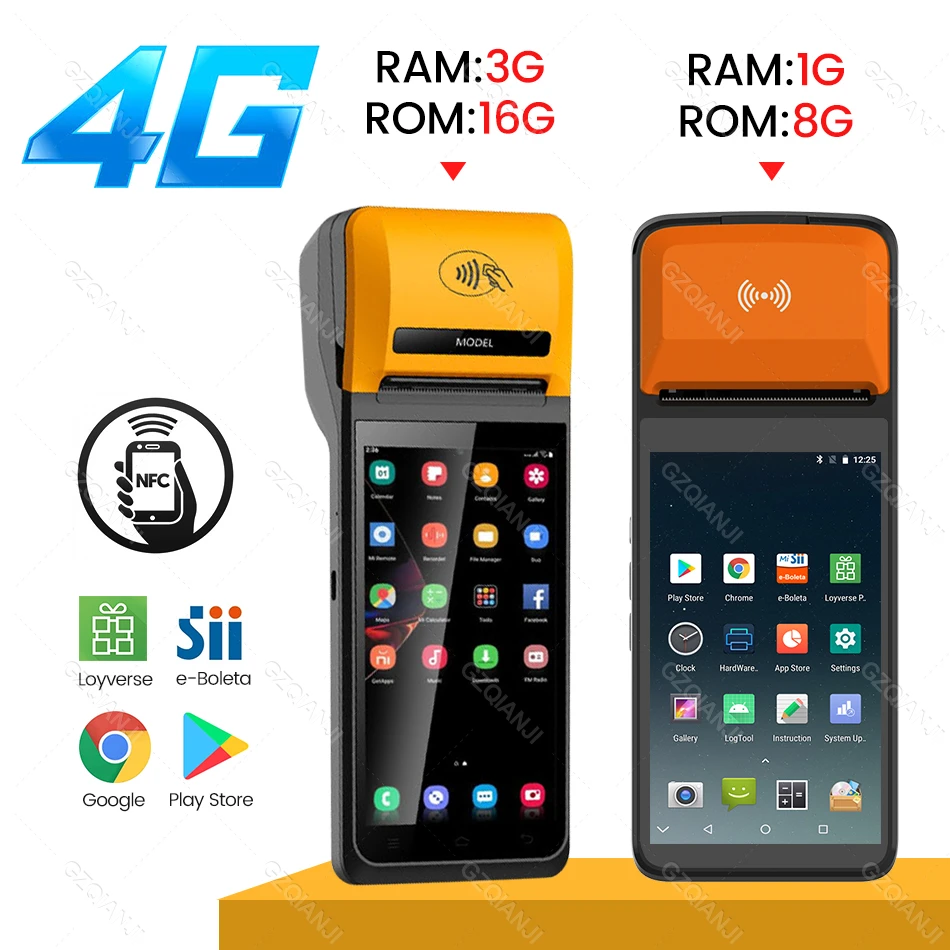 3g 4g Android Pda Pos Handheld Pos Terminal Receipt Label Printer ...