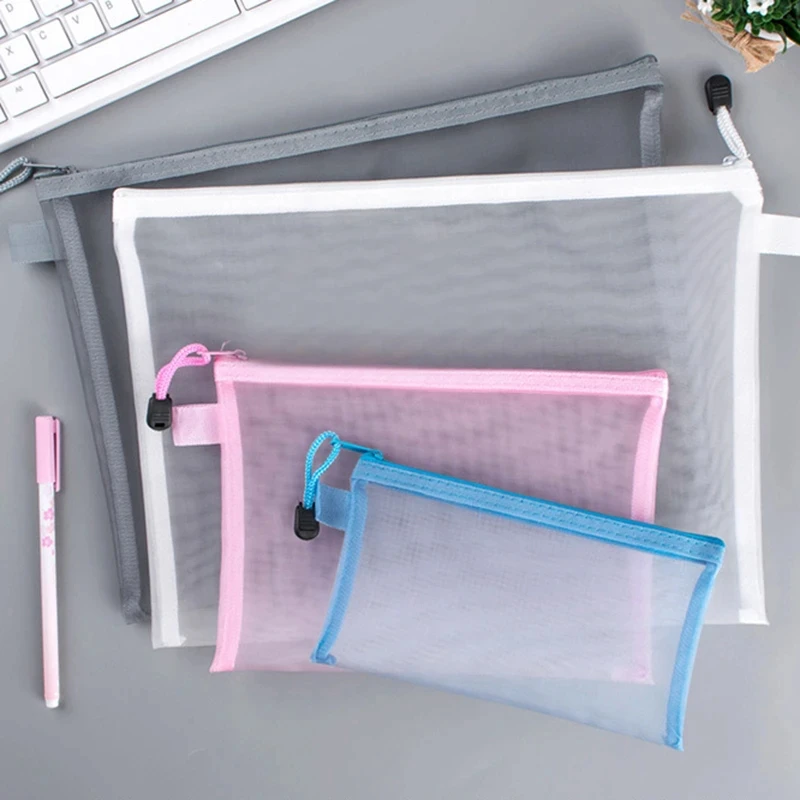 Transparent A4/A5/A6 Mesh Zipper Pouch Clear Document Bag Book File ...