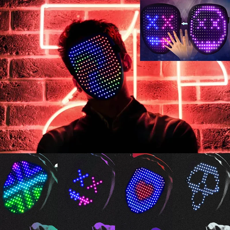 Luminous LED Mask Gesture Sensing Face Chang Glowing Mask Halloween ...