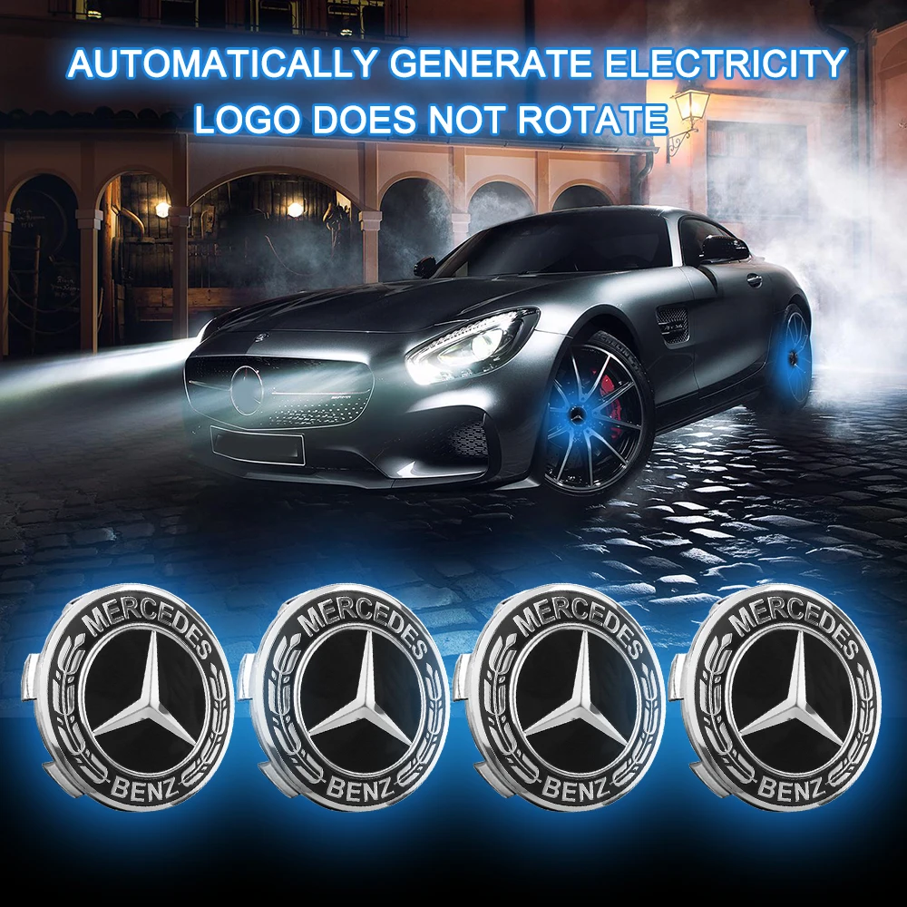 LED-Flutuante-Roda-Centro-Hub-Caps-emblema-preto-Logo-Badge-Mercedes ...