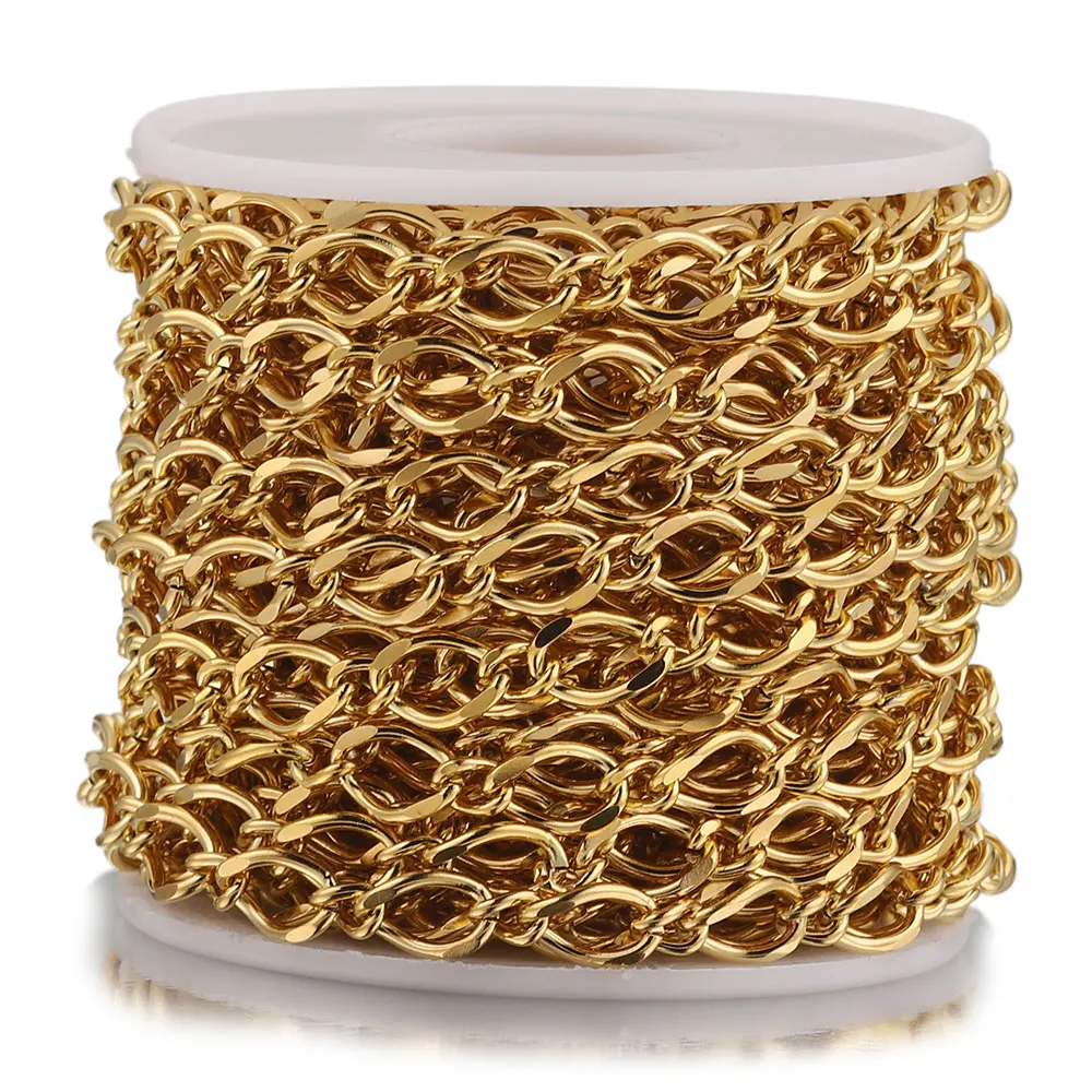 1Meter Width 7mm Stainless Steel Twisted Oval Cable Gold NK Chain Cuban ...