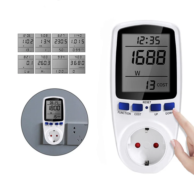 220V-AC-EU-Digital-LCD-Power-Meter-Wattmeter-Socket-Wattage-Kwh-Energy ...