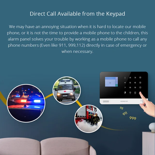 Homsecur 433Mhz Vezeték Nélküli Wifi 4G Gsm Rfid Sms Autodialis Betörési Riasztórendszer Anti ...