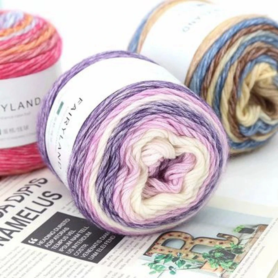 100g Rainbow Woollen Yarn New Soft Hand Woven Cake Yarn Hat Scarf ...