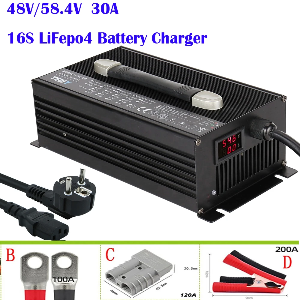 58-4V-30A-2000W-LiFePO4-Charger-for-LiFePO4-16S-48V-Battery-Silver ...