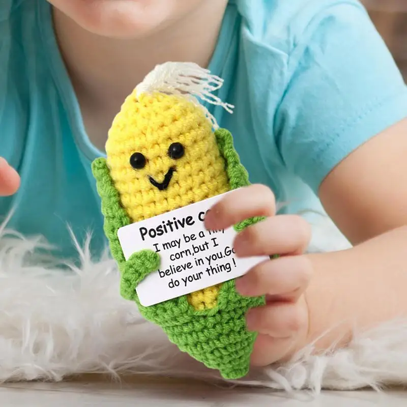 Handmade Crochet Positive Corn Funny Wool Knitting Food Doll With ...