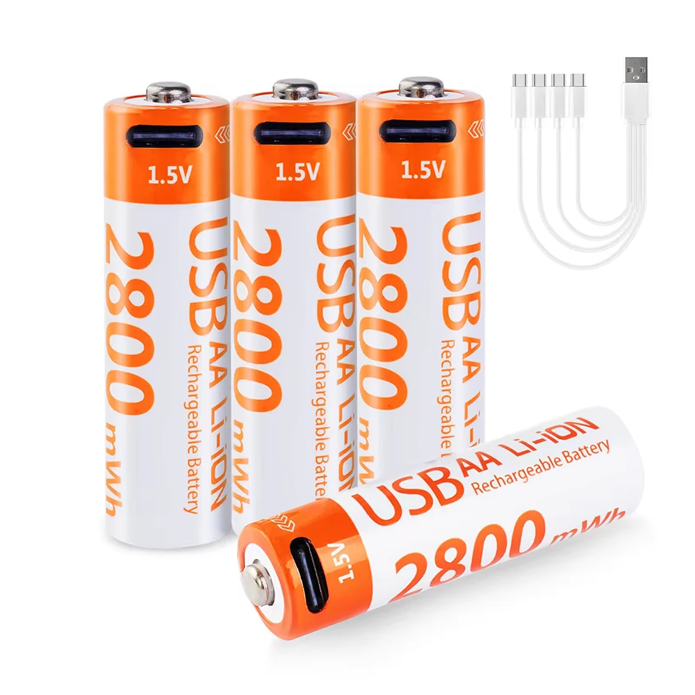 MATOV 1.5 فولت 2800mWh AA بطارية قابلة للشحن USB نوع-C قابلة للشحن aa ...
