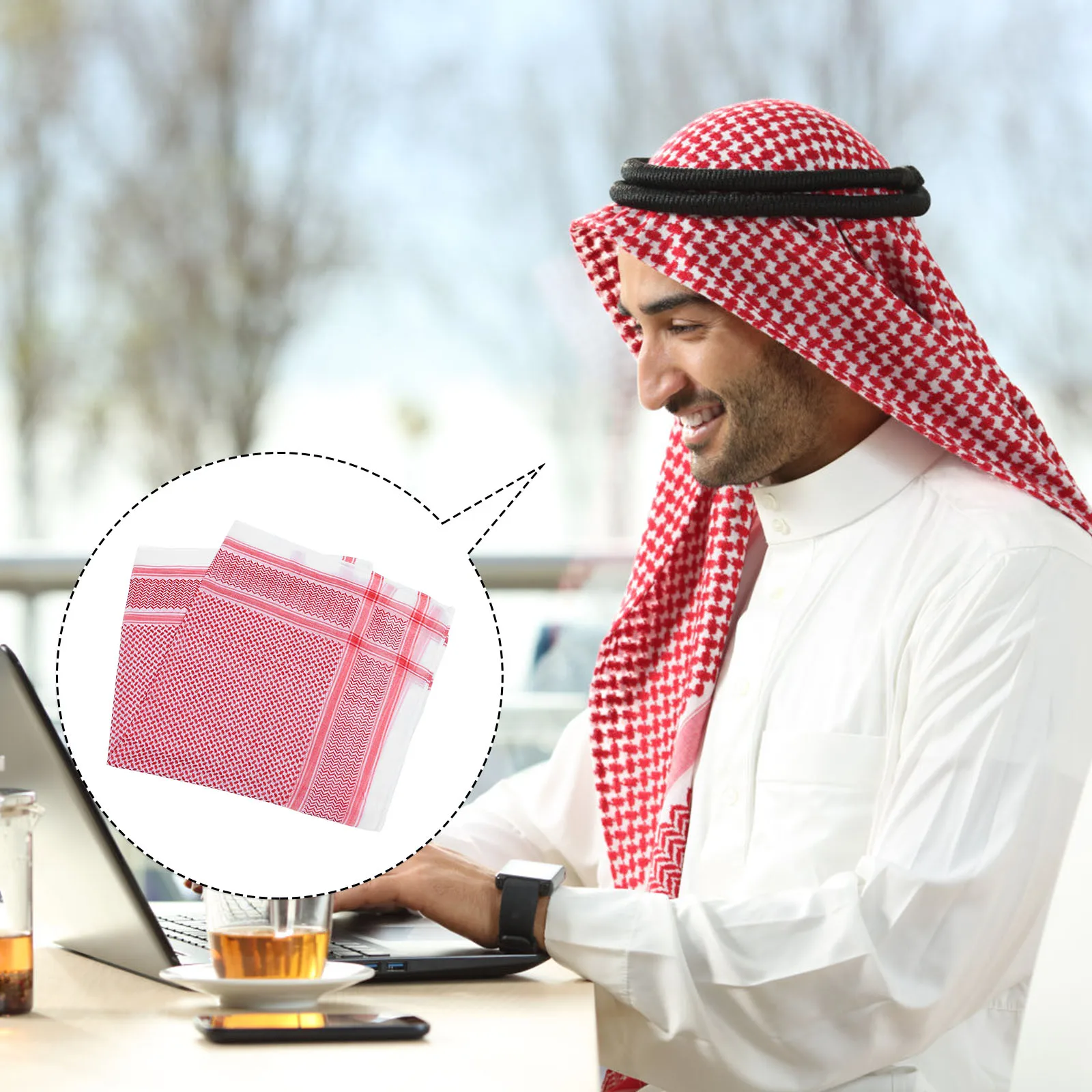 Polyester Men Headscarf Arab Turban Muslim Dubai Scarf Saudi Shawl ...