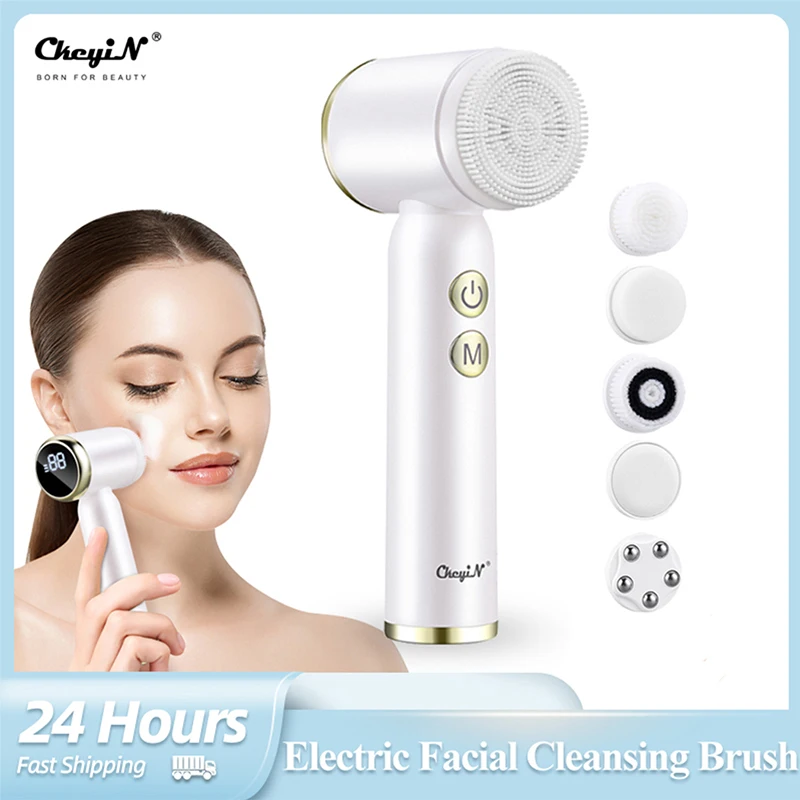 CkeyiN-6-In-1-Ultrasonic-Electric-Face-Cleaning-Brush-Auto-Rotating ...