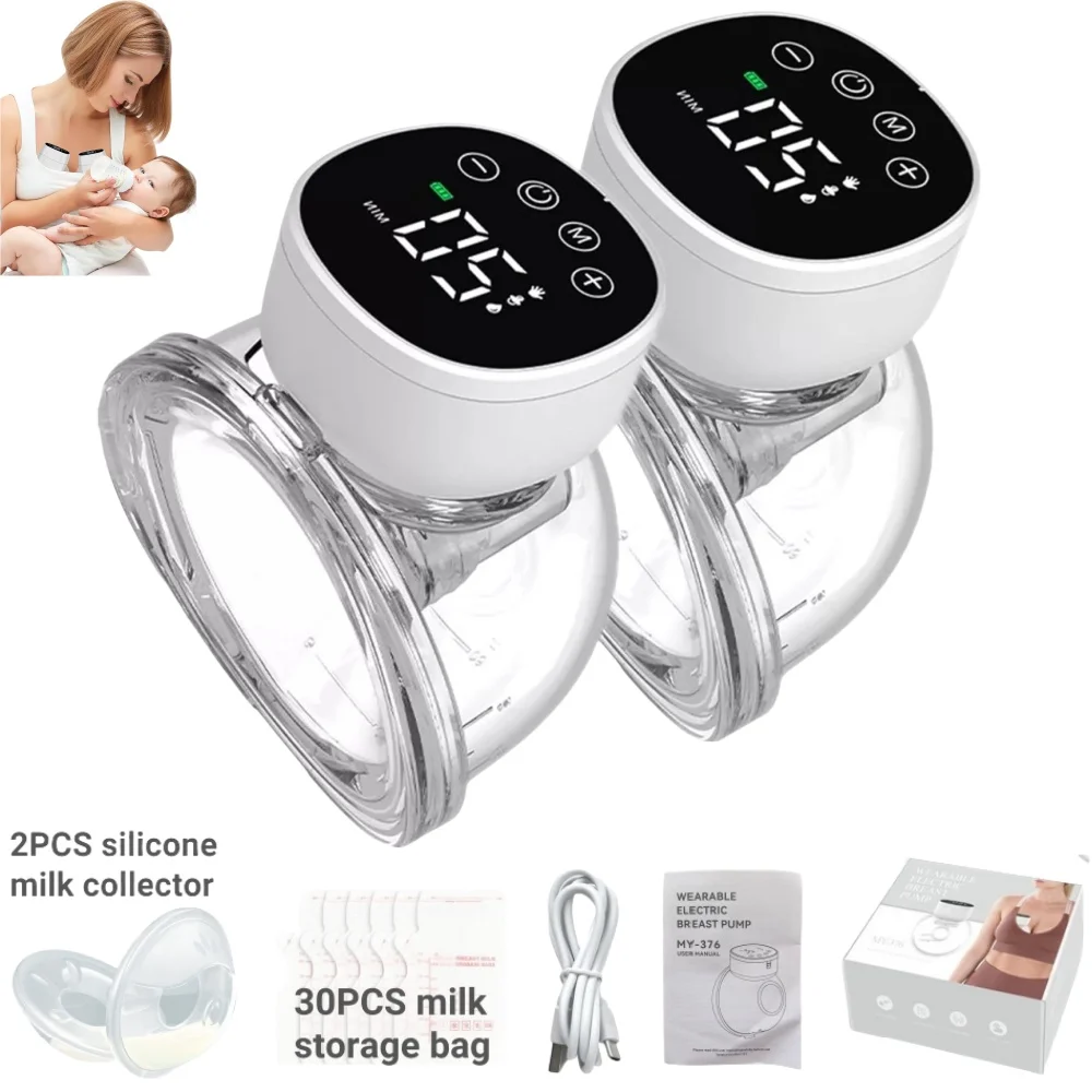 Extractor de leche portátil, manos libres eléctrico, sin BPA, 3 modos ...
