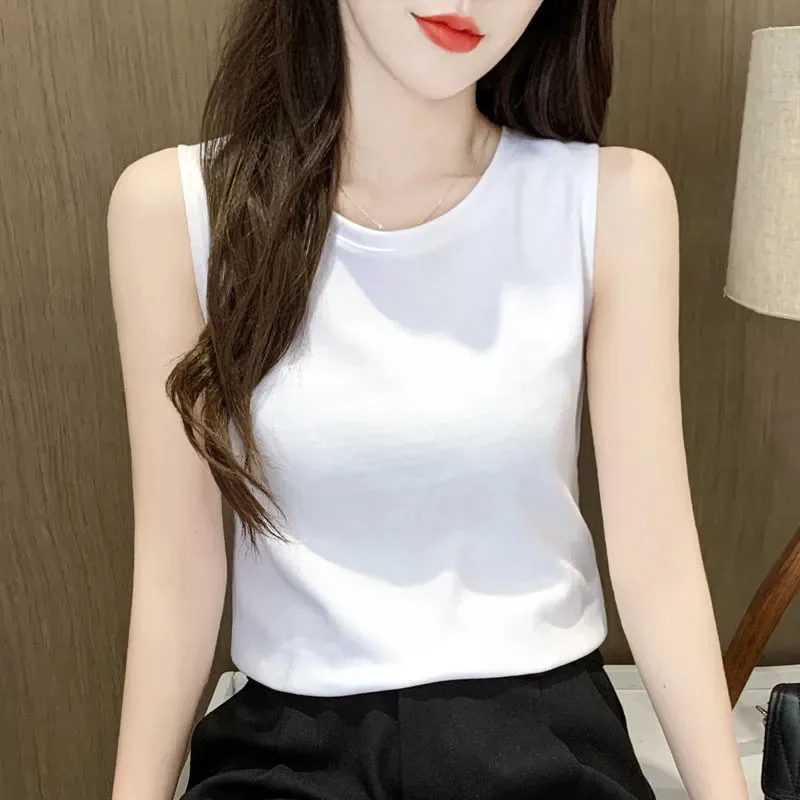 Women Summer Tanks Camis Vest Fashion Basics O-Neck Ladies Street Tanks ...