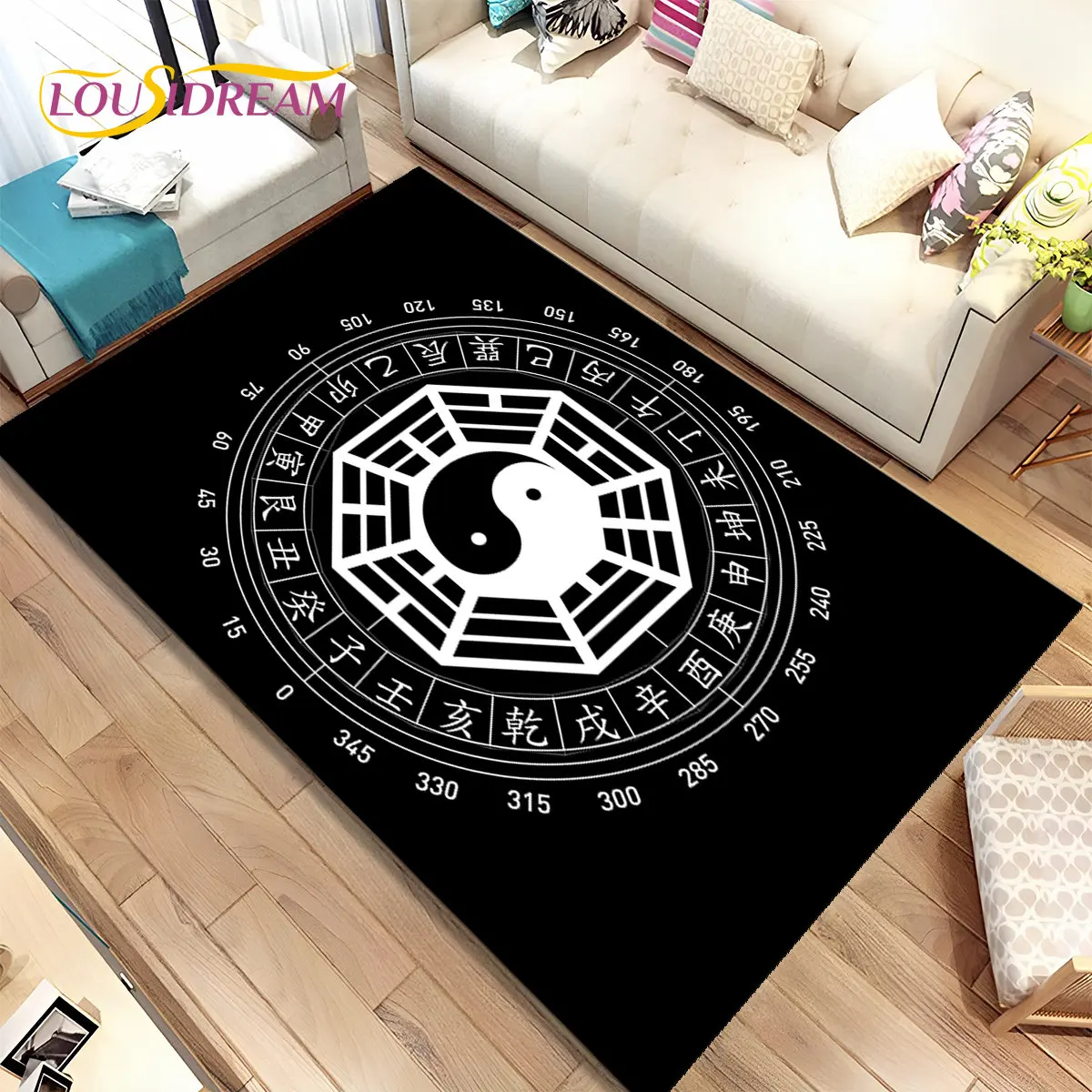 Chinese Tai Chi Bagua Yin Yang Area Rug,Carpet Rug for Home Living Room ...