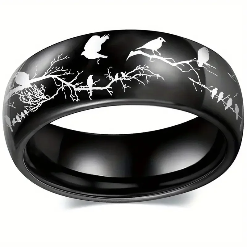 Creative Bird And Branch Pattern Stainles Steel Rings For Men Woman ...