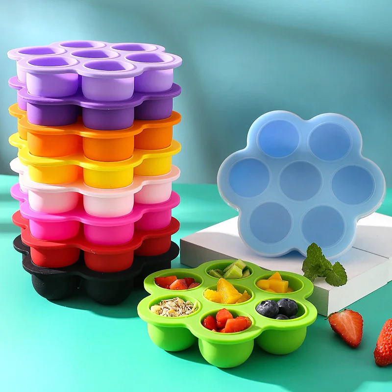 Small 7-hole Silicone Baby Food Box Chrildren Food Storage Sealing ...
