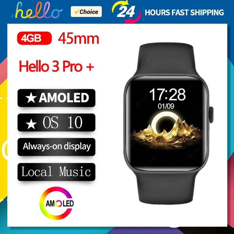 Hello-3-Pro-AMOLED-Smart-Watch-4GB-ROM-Men-45mm-Local-Music-Recording ...