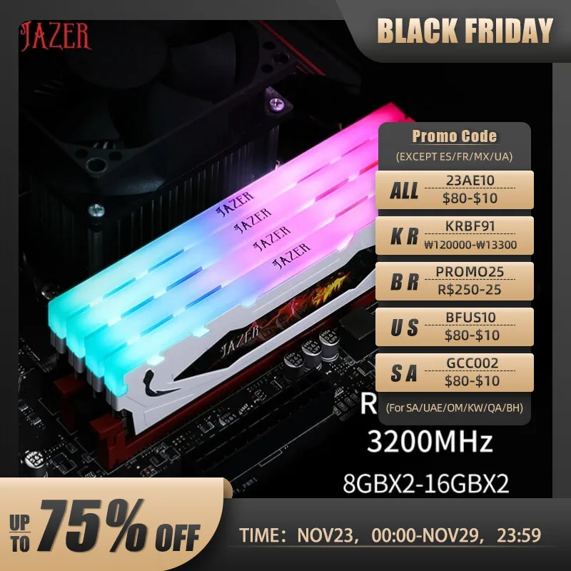 JAZER-RGB-Memoria-Ram-DDR4-16GB-8GBx2-32G-16GBx2-3200MHz-Dual-Channel ...