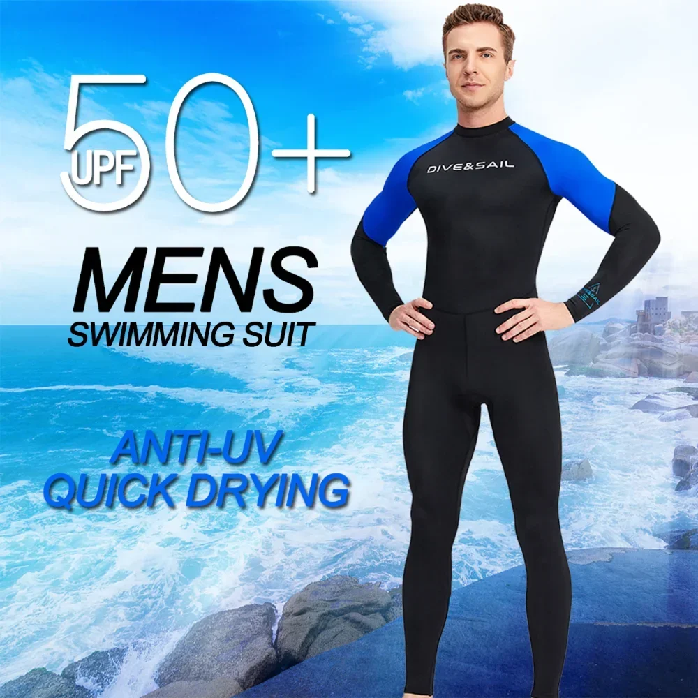 Men Long Sleeve Quick Dry Swimming Suit Adult Nylon Uv Protection ...