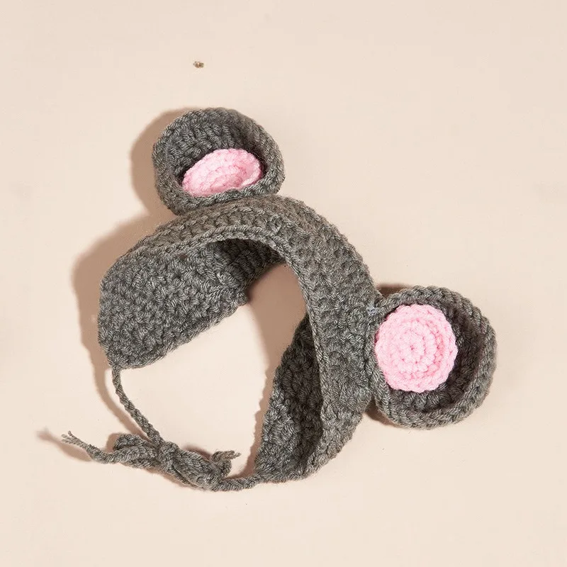 Hand-knitted Pet Hat Cute Disguise Little Mouse Pet Headdress Wool ...