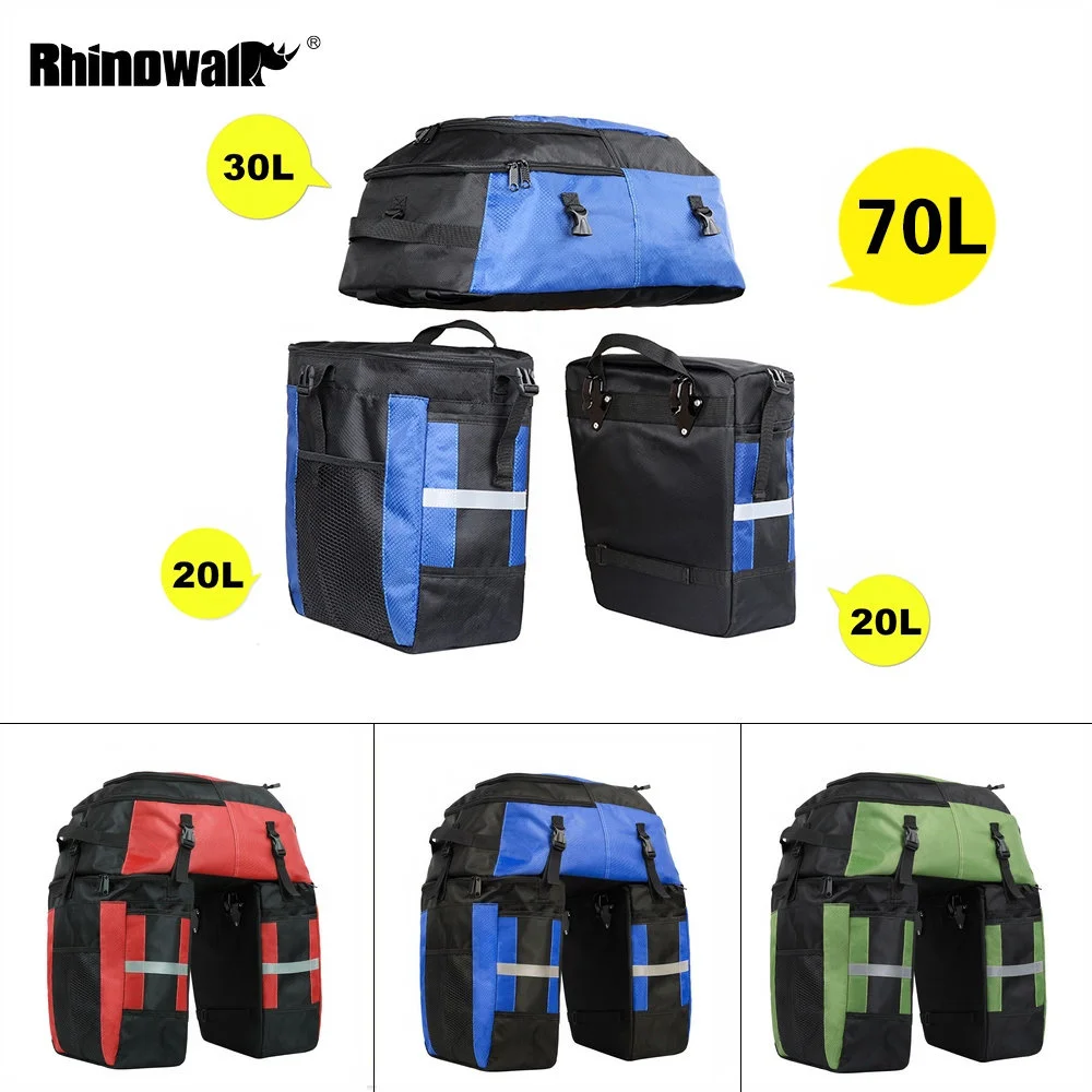 Rhinowalk 3 In 1 Bicycle Rear Rack Seat Trunk Bag 70l Mtb Road Bike ...