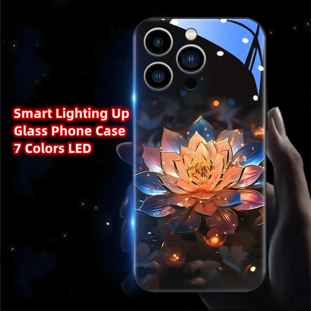 Crystal-Lotus-Luminous-Glass-LED-Call-Light-Up-Flash-Phone-Case-Cover ...