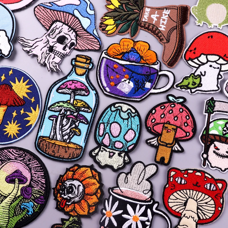 Mushrooms-Patch-Iron-On-Patches-On-Clothes-Vegetation-Badges-Cartoon ...