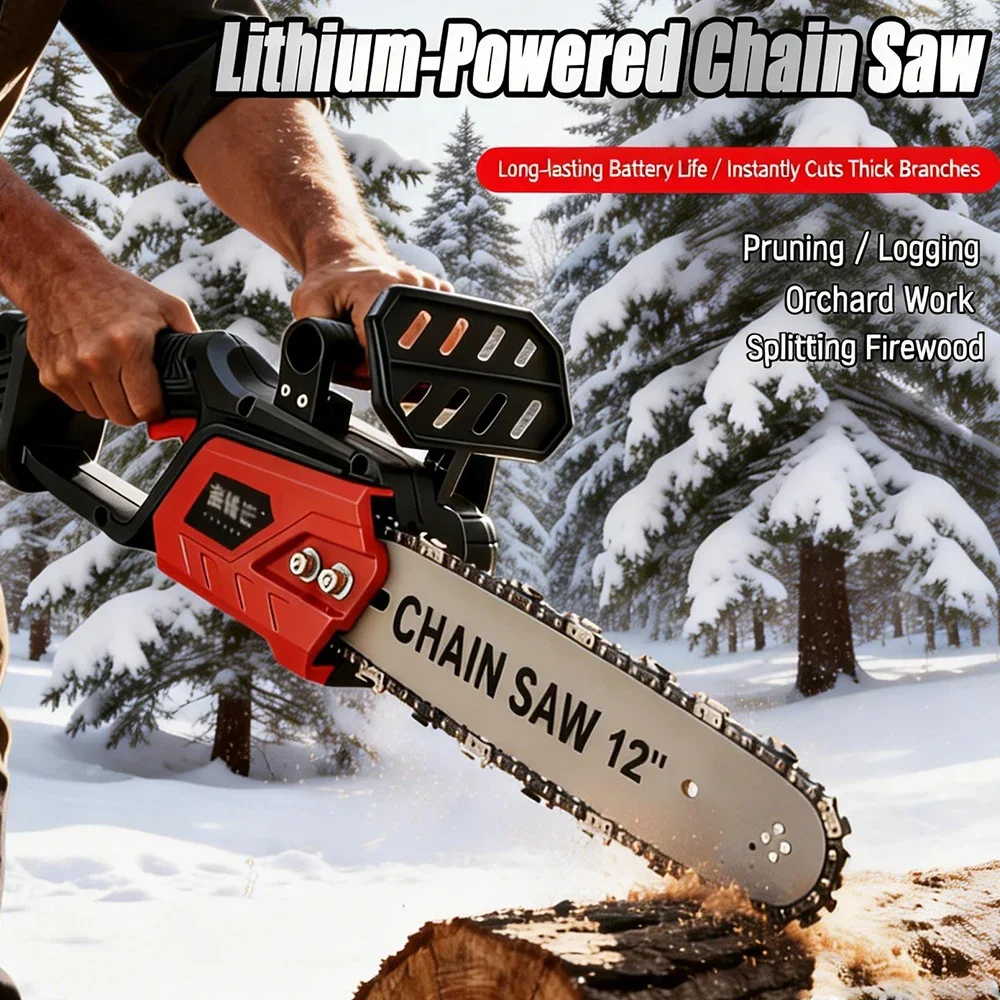 12/16 Inch Cordless Electric Chain Saw Rechargeable Wood Cutting Saw ...