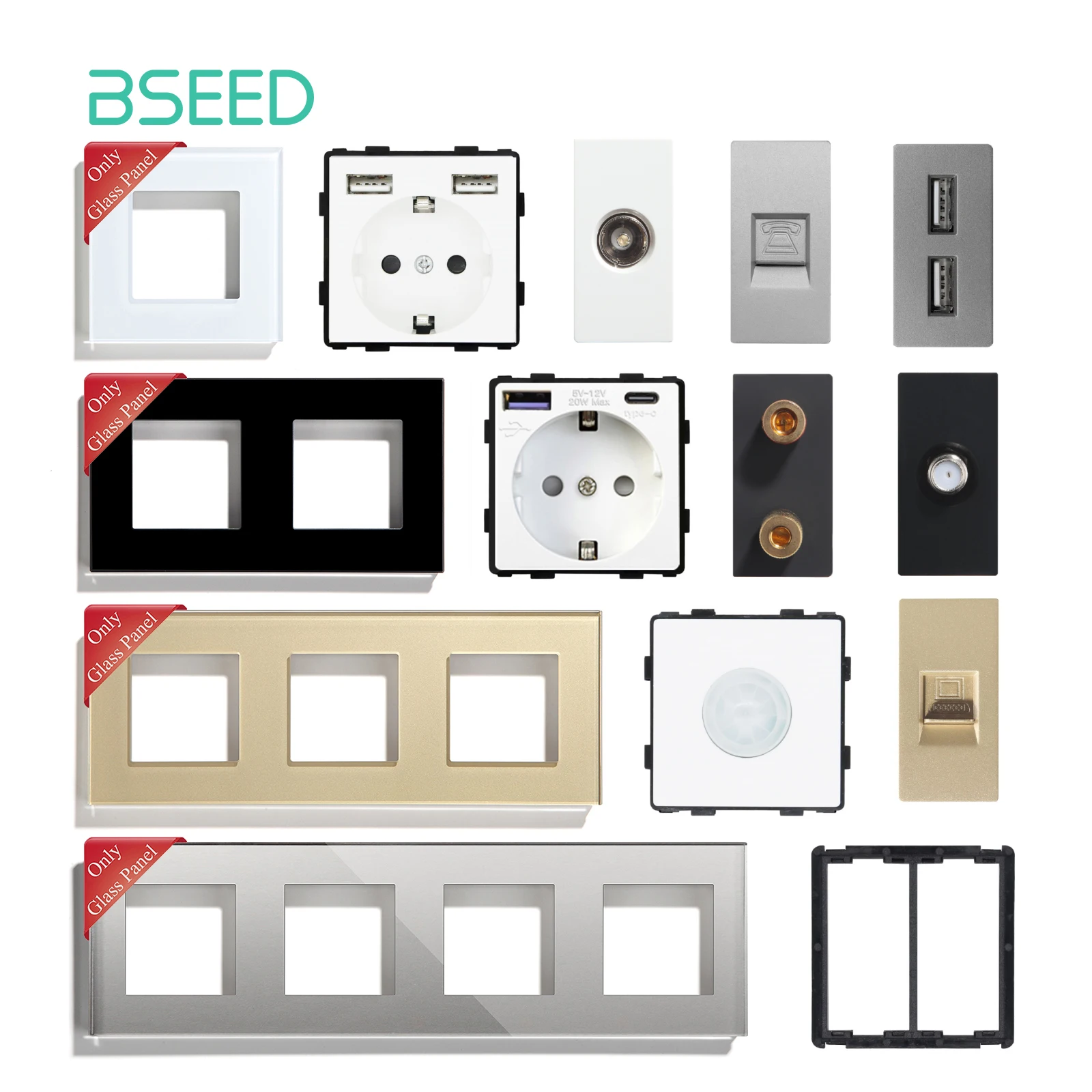 BSEED-Glass-Frames-EU-Standard-PIR-Sensor-Switches-Module-Part-Wall ...