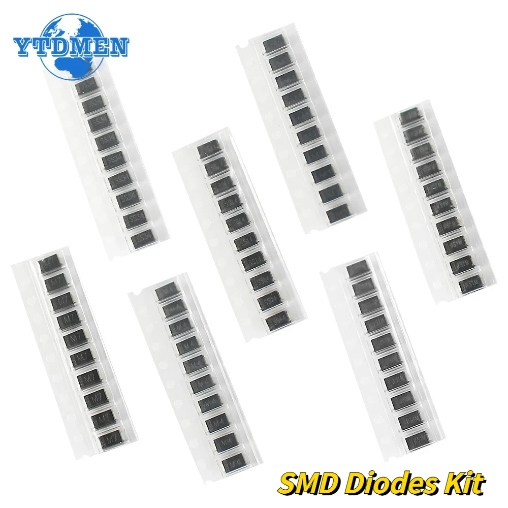 70pcs/90pcs SMD Diodes 1N4007 M7 1N4001 M1 1N4004 M4 SS14 US1M RS1M ...