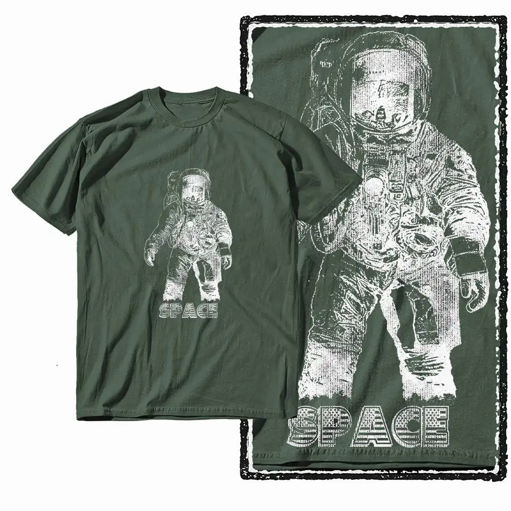 G37 Army Green Big Size 100% Cotton Space Printed Men's T-shirt ...