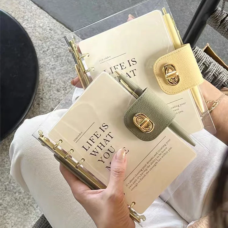 A5-C6-Binder-leather-Clear-Notebook-Journal-Notepad-Diary-Agenda ...