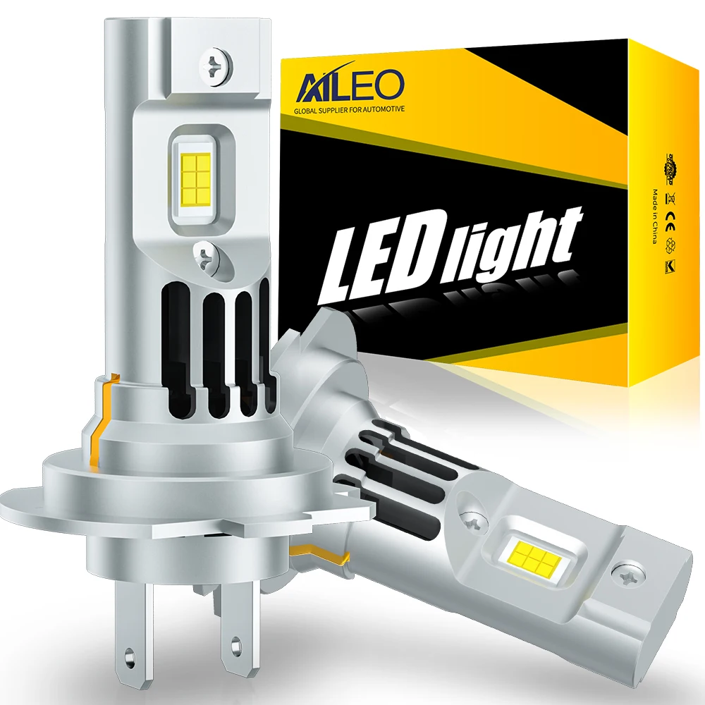 AILEO 2 Pcs H7 LED Bulbs 6500K H8 H9 H11 9005 HB3 9006 HB4 H4 Hi/Lo H13 ...