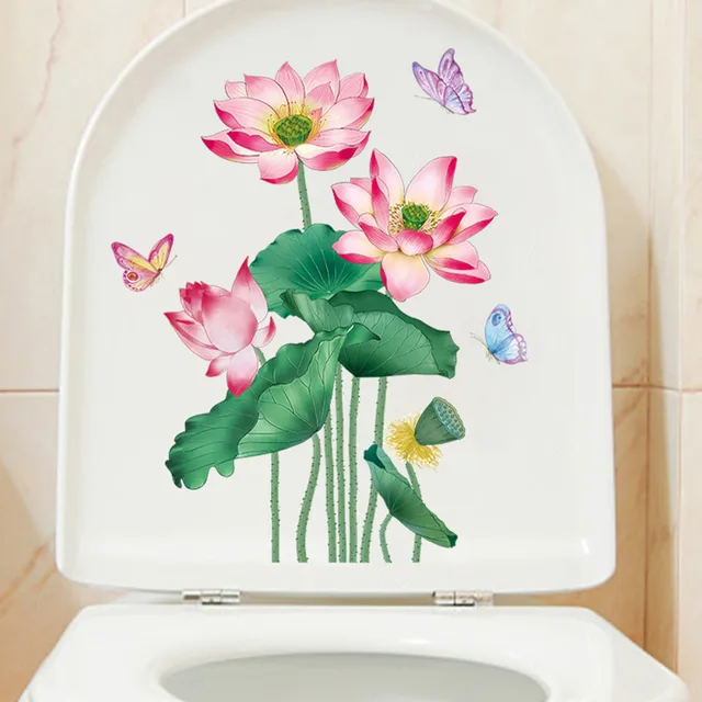 1 Piece Flower Toilet Sticker Home Toilet Bathroom Toilet Cover ...